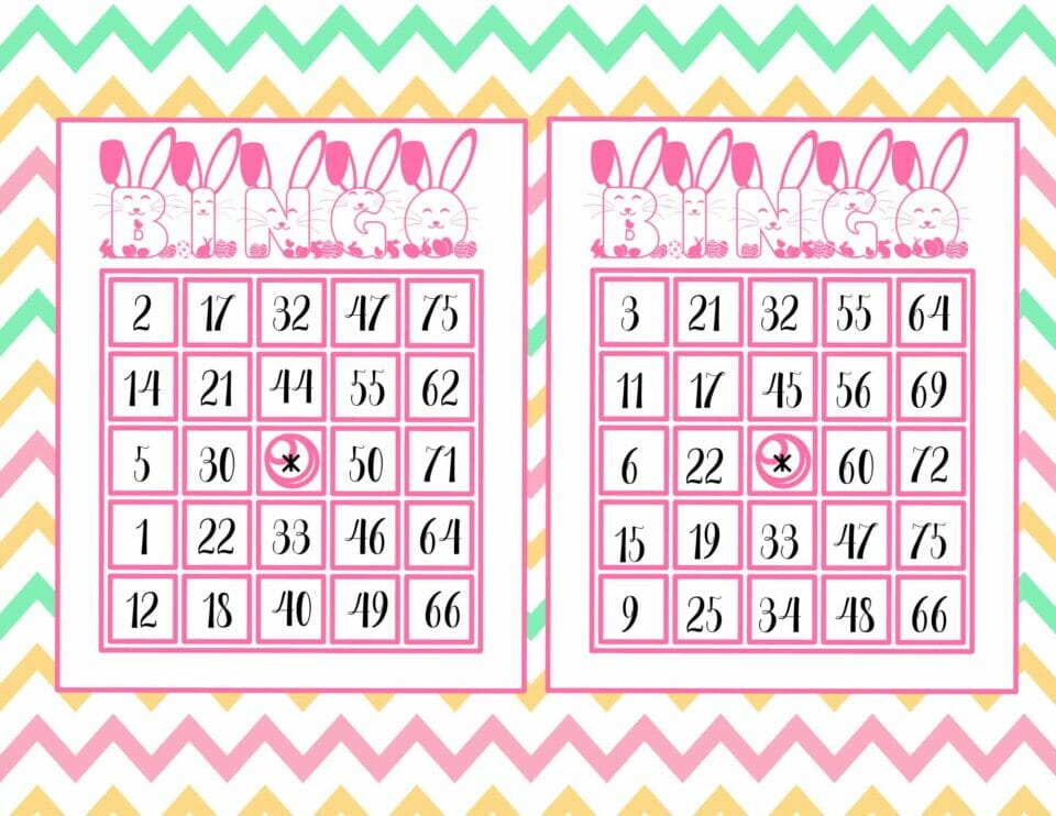 Easter Number BINGO Cards