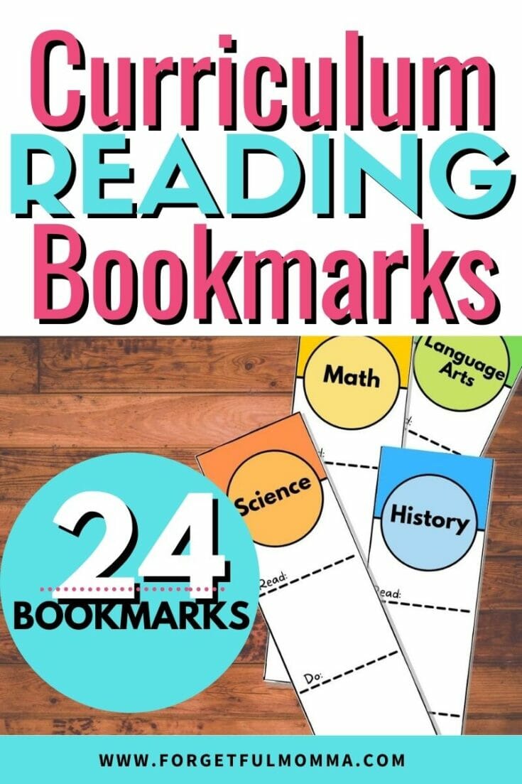 Curriculum Reading Bookmarks: Keep Your Kids Organized